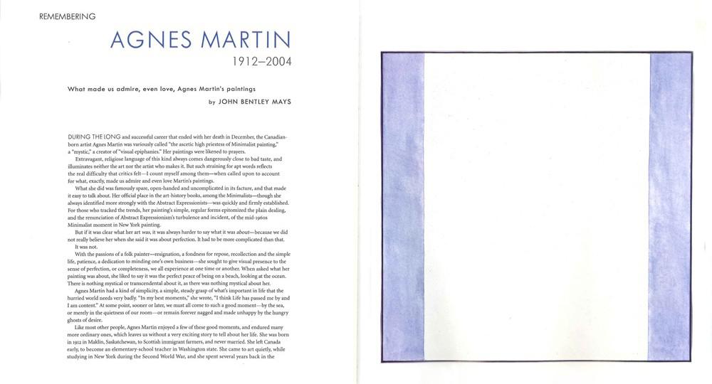 Remembering Agnes Martin, 1912-2004